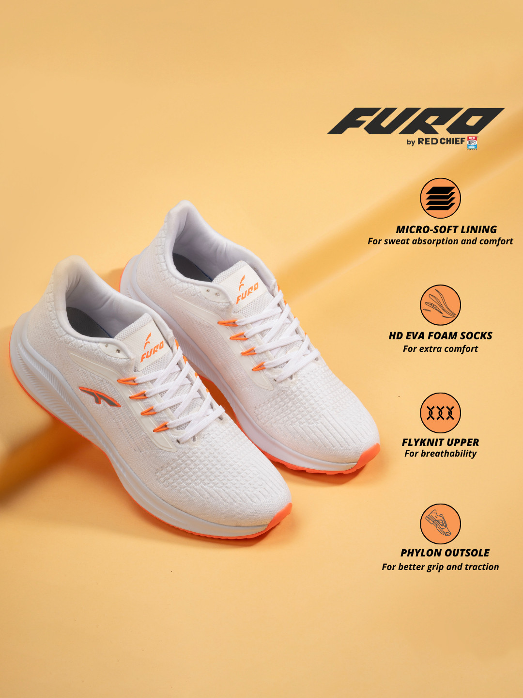 Buy FURO By Red Chief Men White Mesh Running Shoes - Sports Shoes for ...