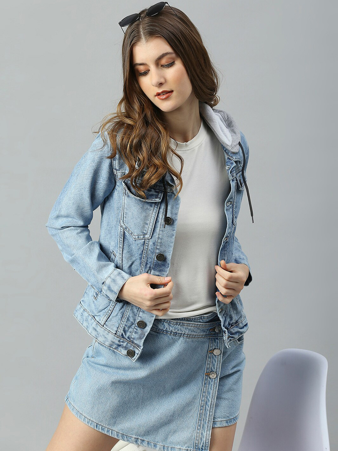 Buy Hubberholme Women Blue Washed Lightweight Outdoor Denim Jacket With ...