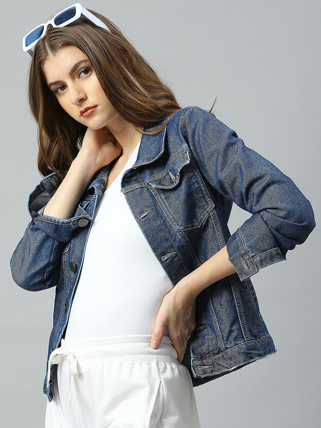 Buy Hubberholme Women Blue Washed Lightweight Outdoor Denim Jacket ...