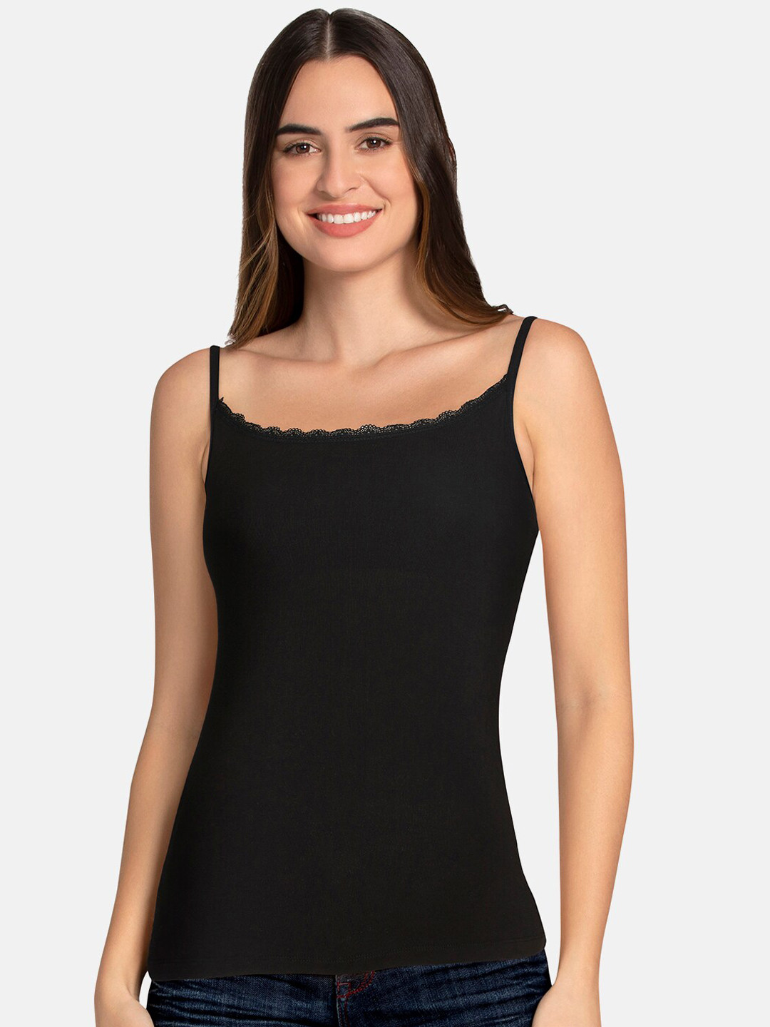 Buy Amante Women Black Solid Cotton Lightly Padded Camisole LIN84901 ...