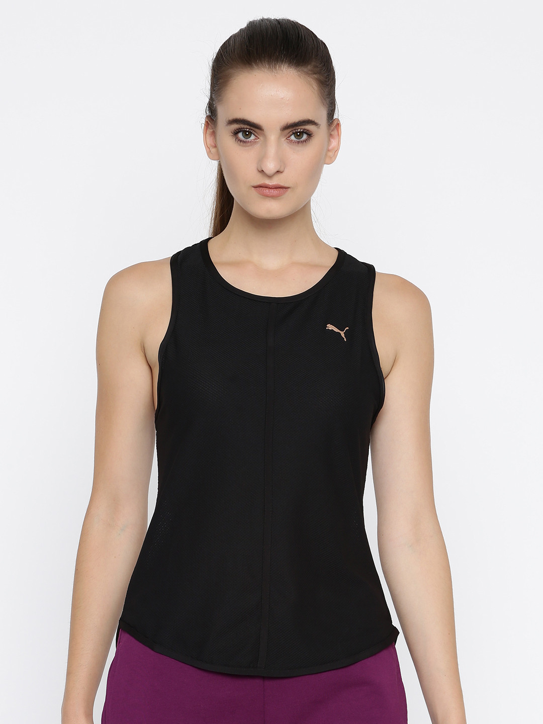 Buy Puma Women Black Solid Explosive Mesh Tank Top - Tops for Women ...