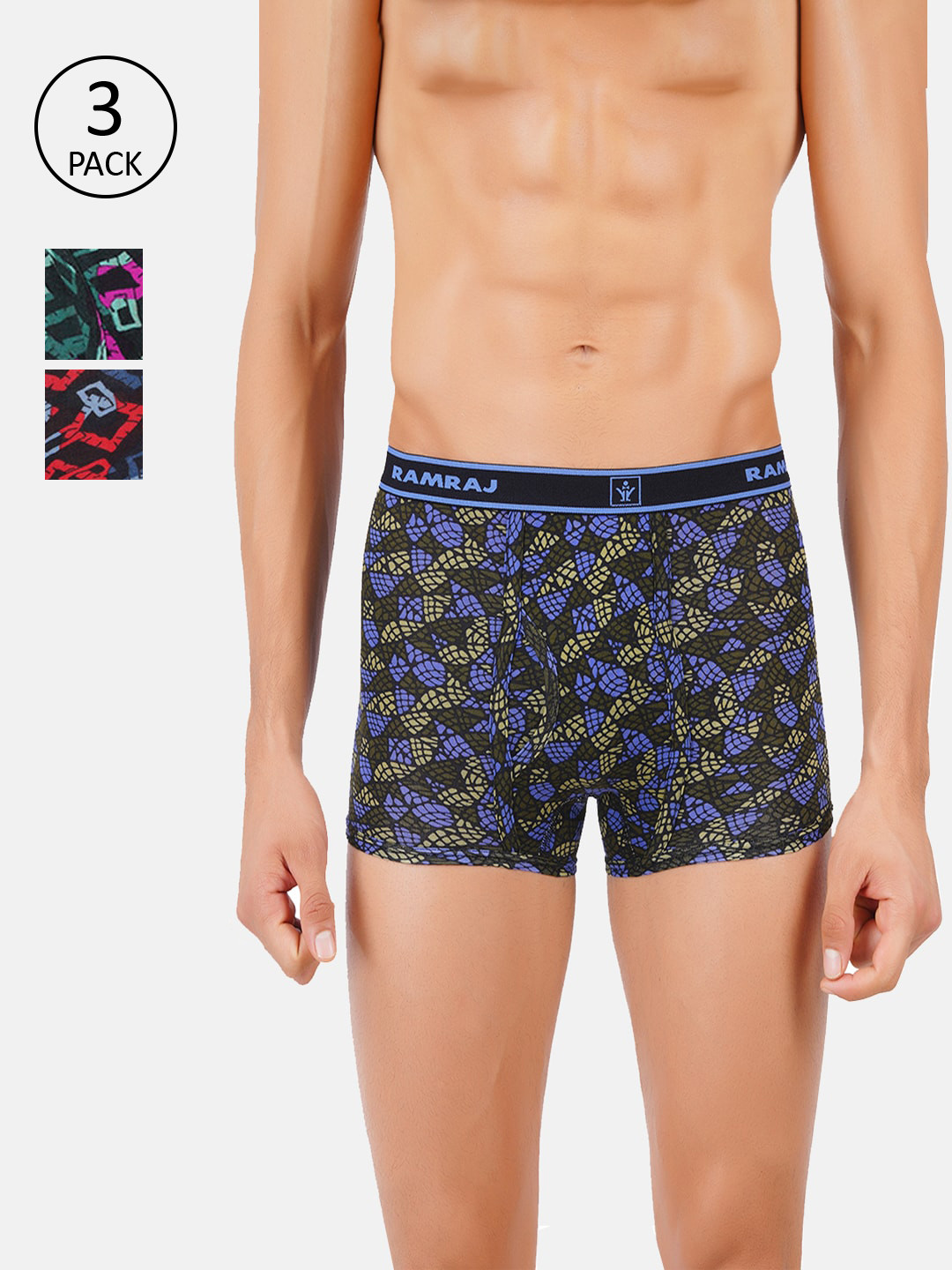 Buy Ramraj Men Pack Of 3 Assorted Cotton Trunks - Trunk for Men ...