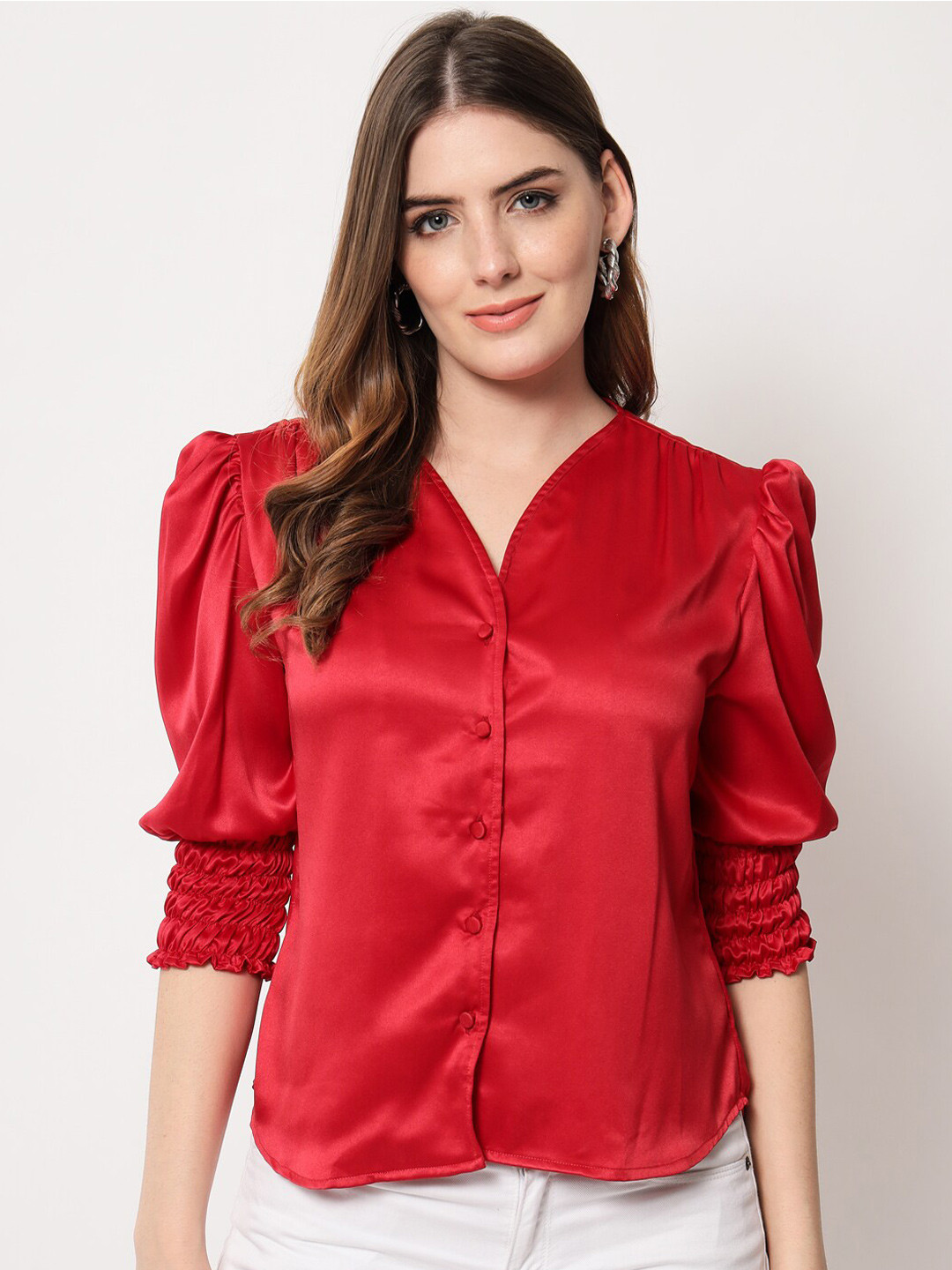 Buy Angloindu Women Red Shirt Style Top - Tops for Women 20607248 | Myntra