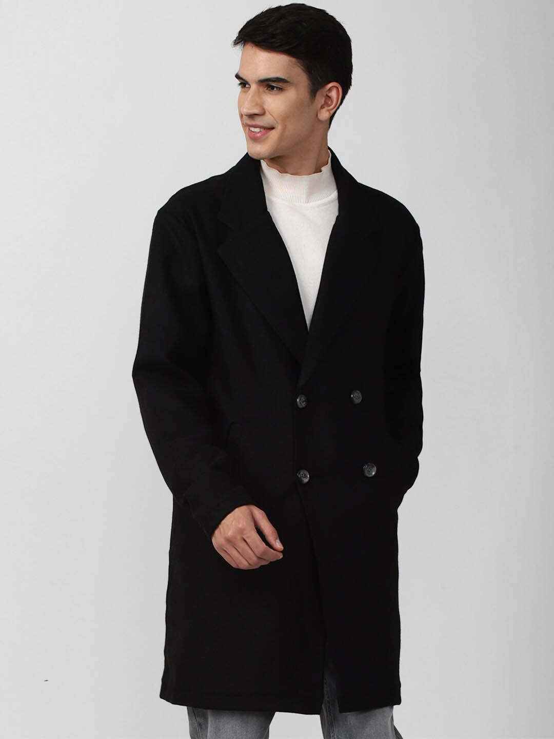 Buy FOREVER 21 Men Black Longline Tailored Jacket - Jackets for Men ...