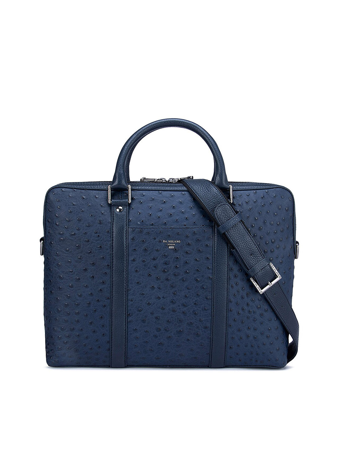 Buy Da Milano Men Blue Textured Leather Laptop Bag - Laptop Bag for Men ...