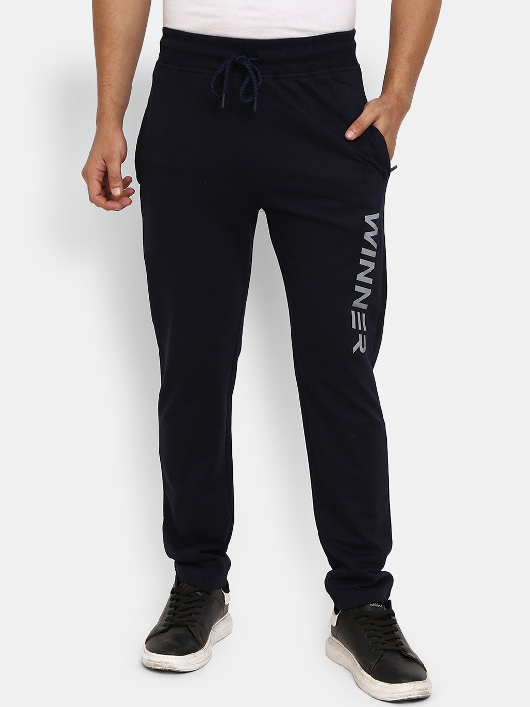 Buy V Mart Men Navy Blue Typography Track Pant - Track Pants for Men ...