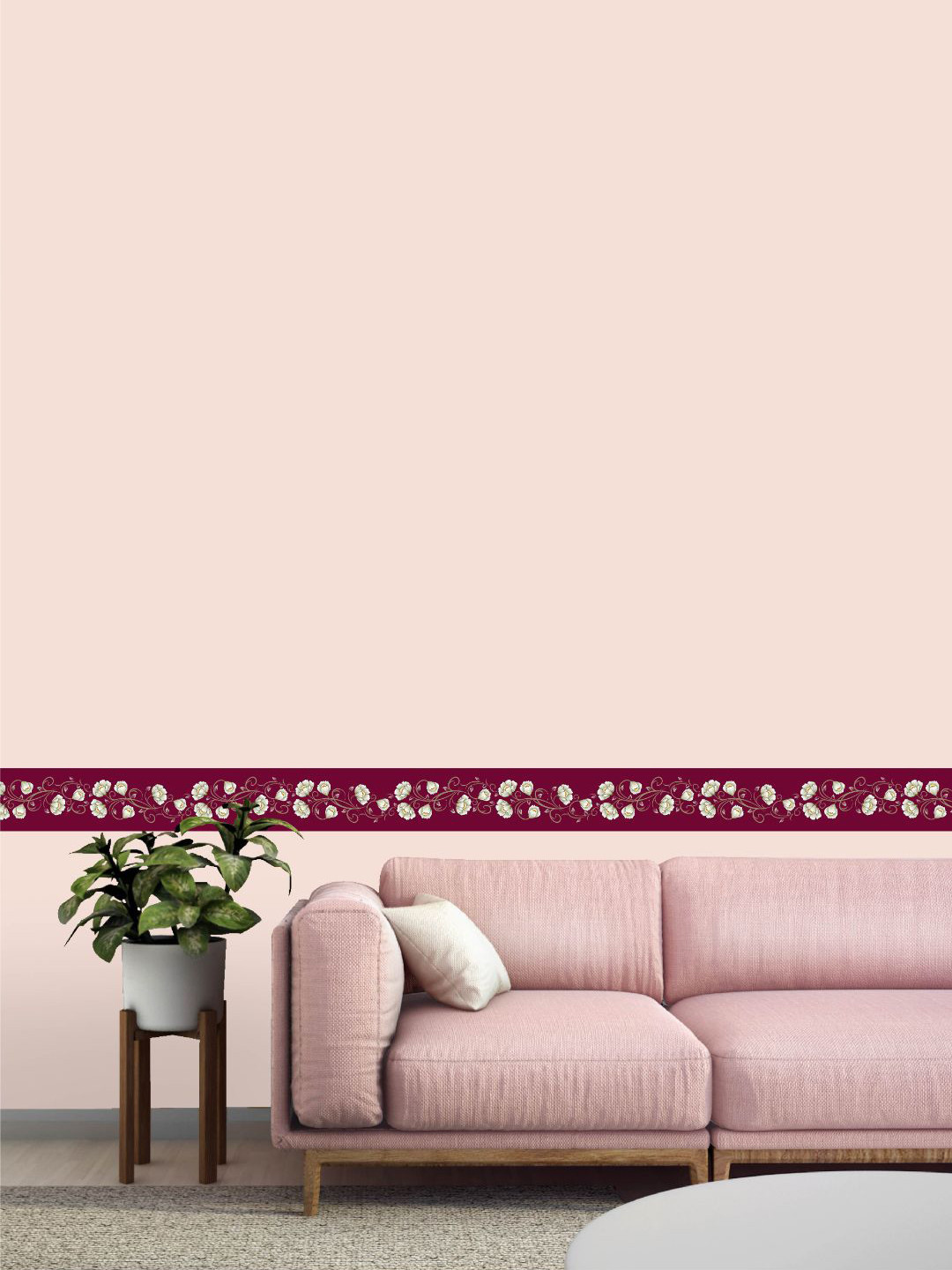 Buy Asian Paints Floral Wall Borders Maroon Medium Self Adhesive ...