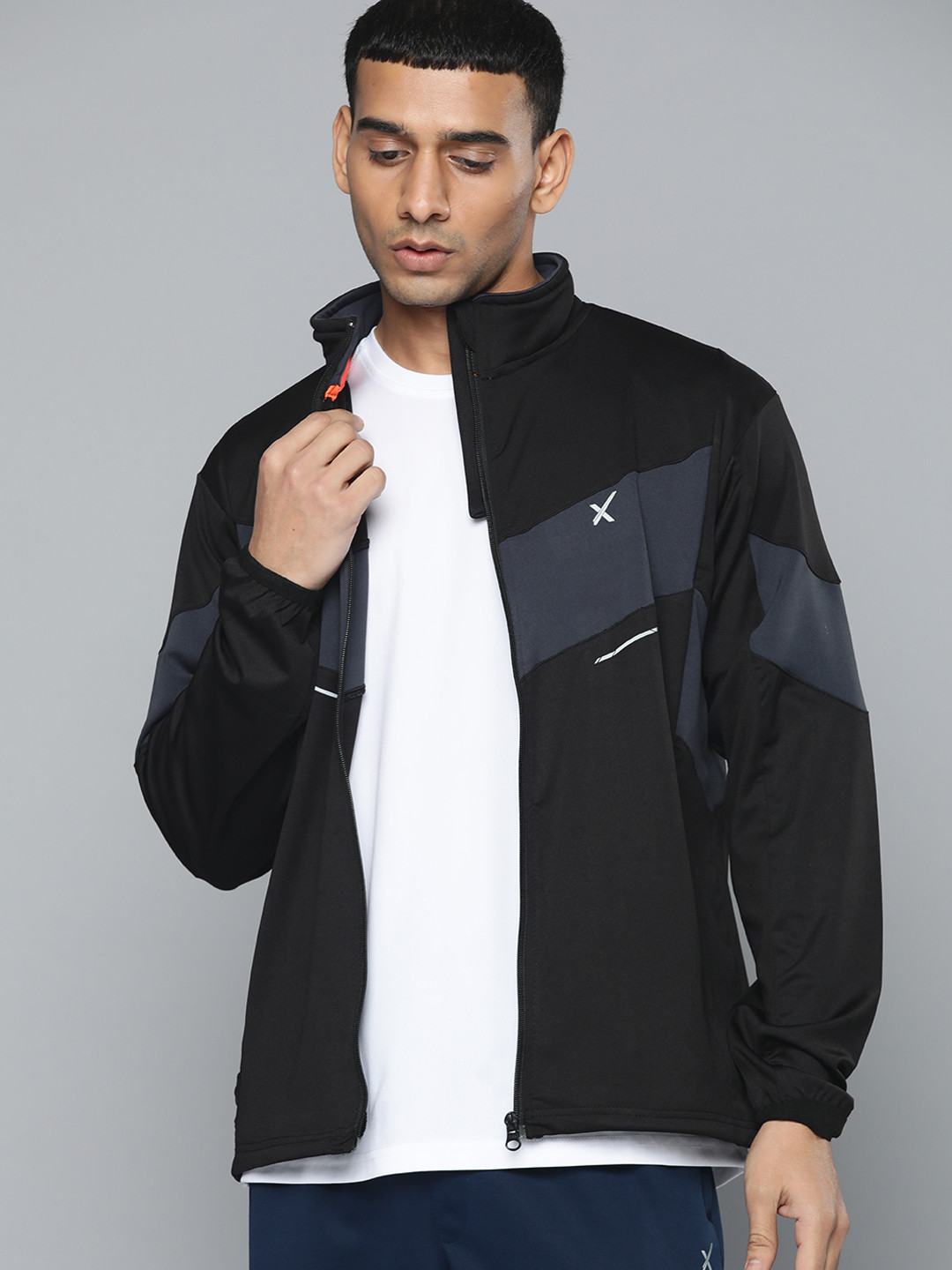Buy HRX By Hrithik Roshan Men Black Brand Logo Running Sporty Jacket ...