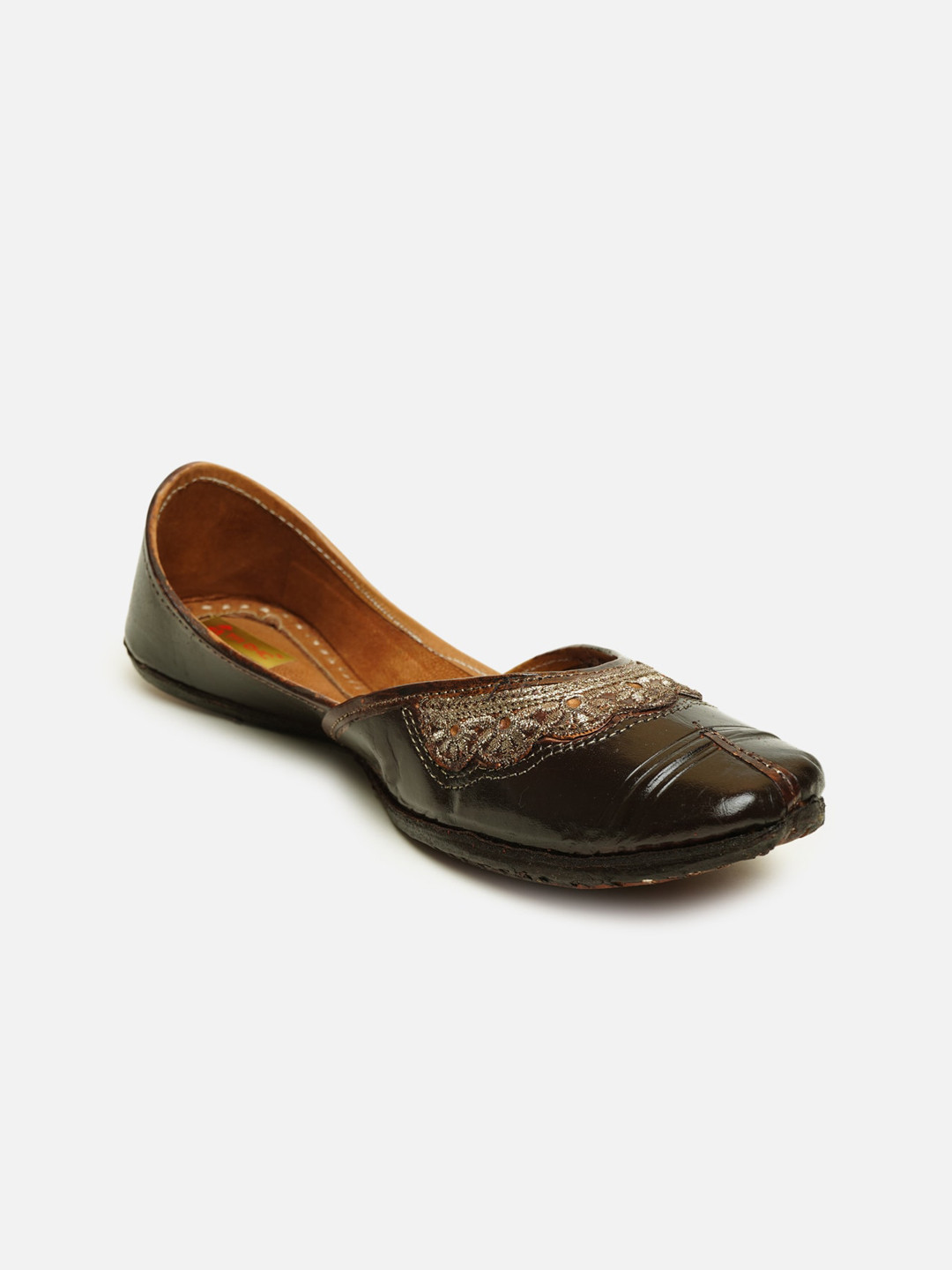 Buy Ta Chic Women Charcoal Embellished Ethnic Mojaris Flats - Flats for ...