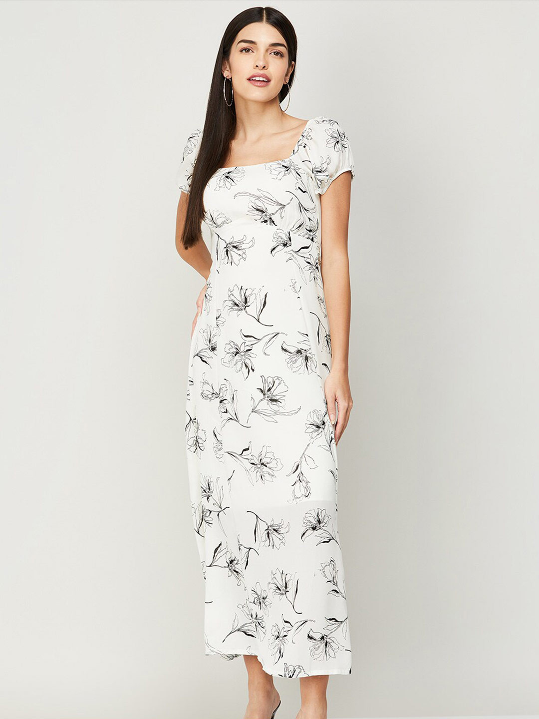 Buy CODE By Lifestyle White Floral Maxi Cotton Dress - Dresses for ...