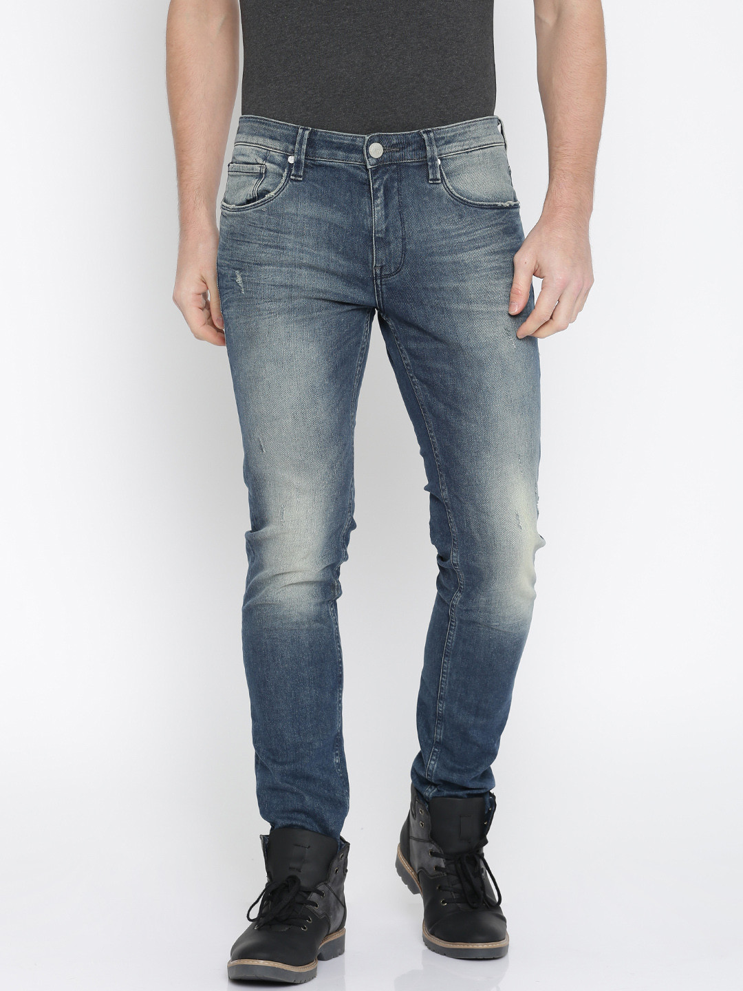 Buy Ed Hardy Men Blue Dagger Slim Fit Mid Rise Stretchable Jeans ...