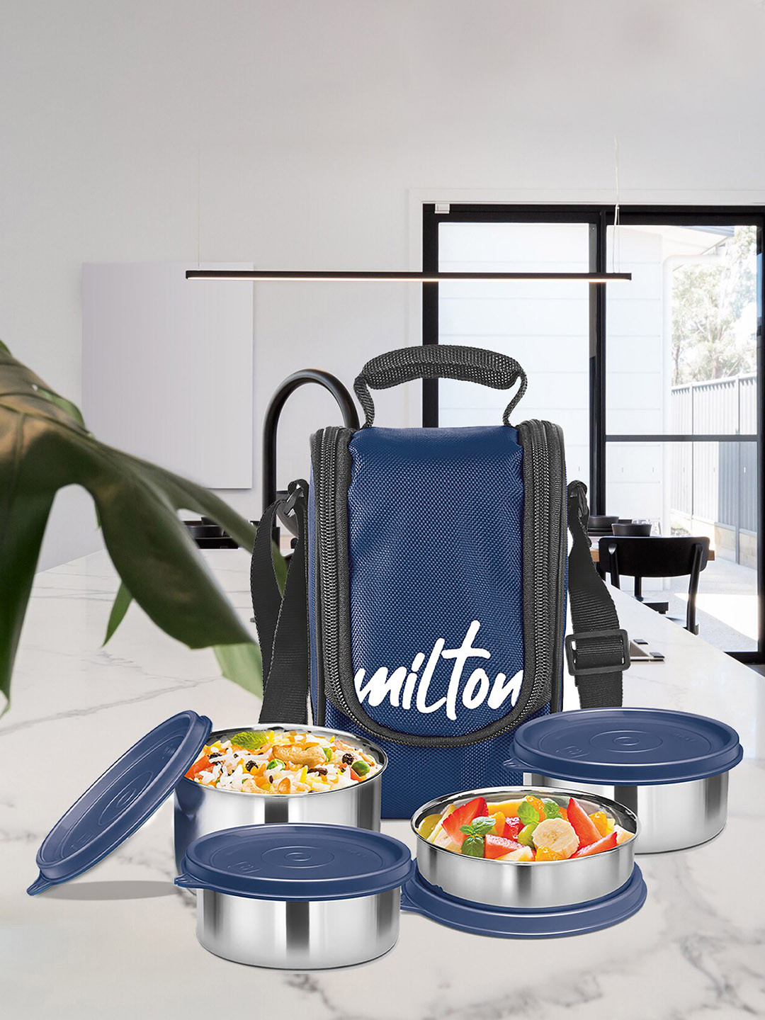 Buy Milton Blue Tasty 4 Stainless Steel Lunch Box Set Of 4 Containers ...