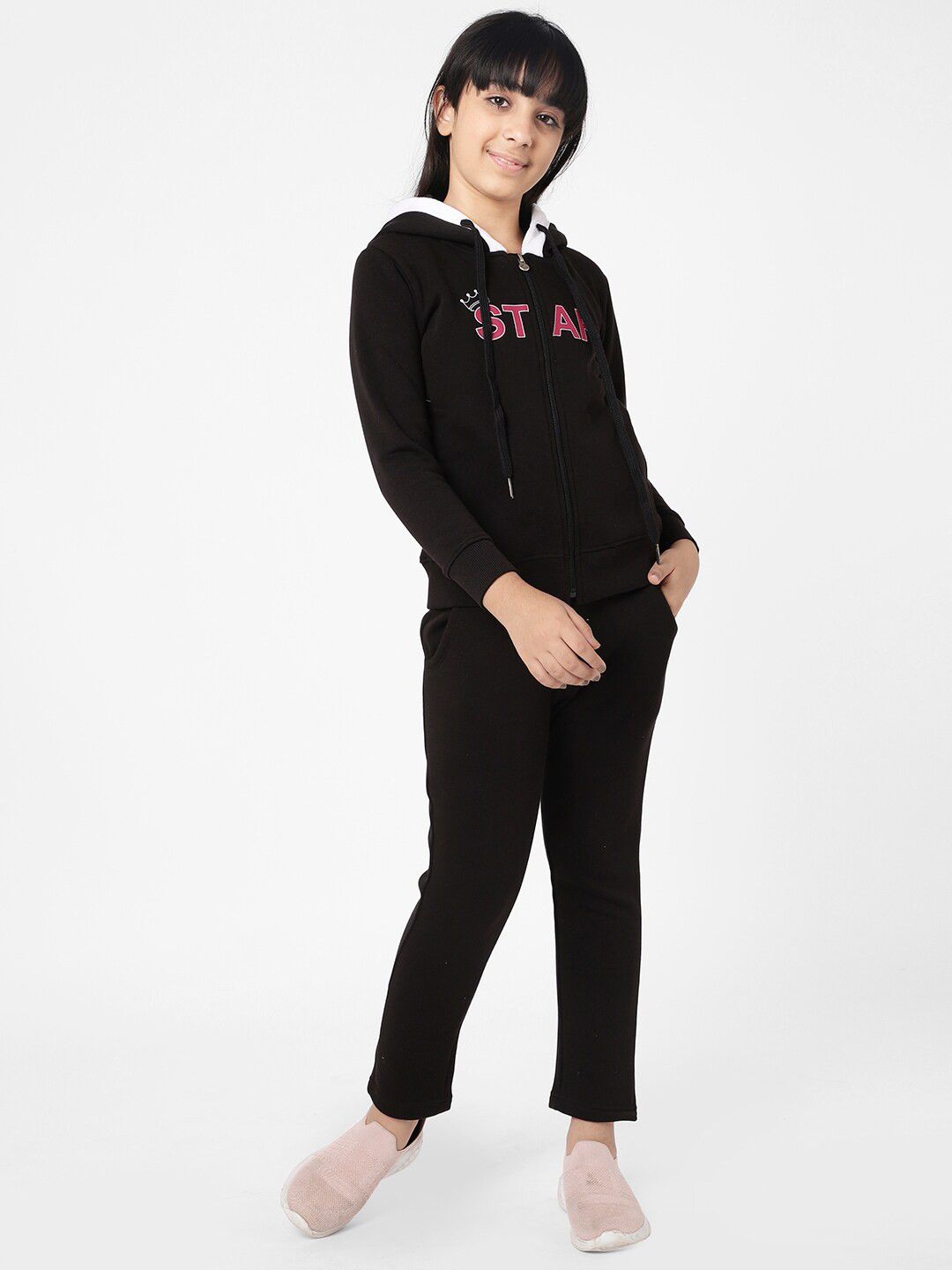 Buy Sweet Dreams Girls Black Solid Cotton Tracksuit - Tracksuits for ...