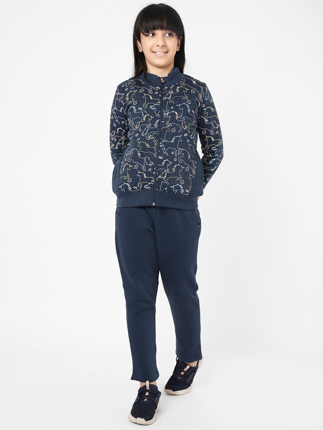 Buy Sweet Dreams Girls Navy Blue Printed Tracksuit - Tracksuits for ...