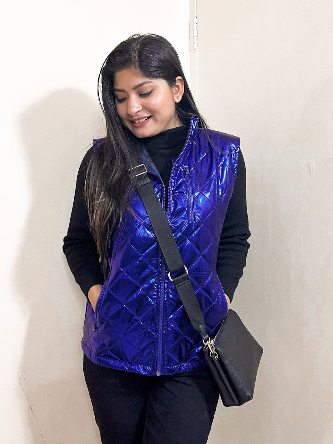 Buy SASSAFRAS Women Blue Solid Puffer Jacket - Jackets for Women 20627636 | Myntra