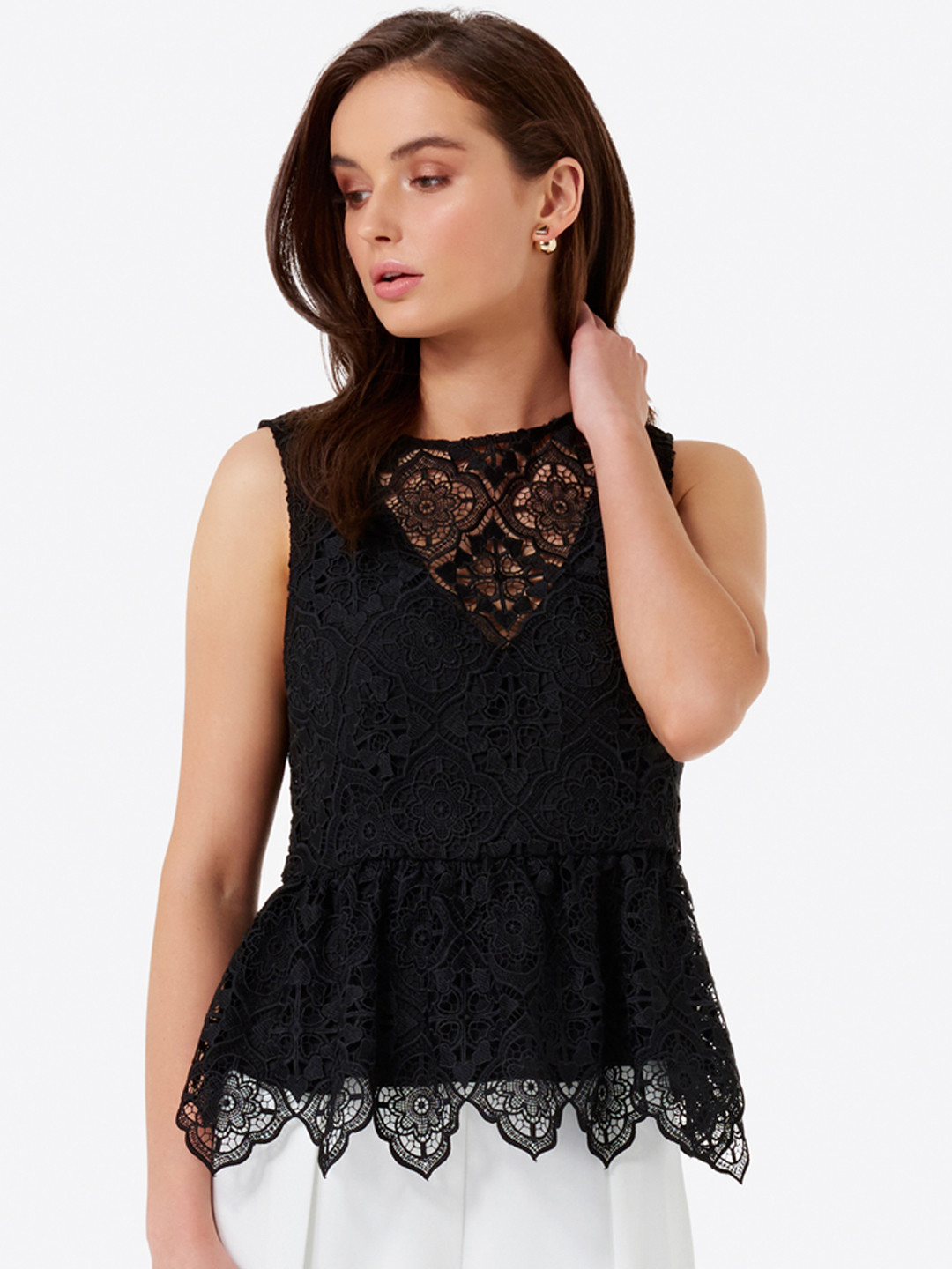 Buy Forever New Women Black Lace Peplum Top - Tops for Women 2063222 ...