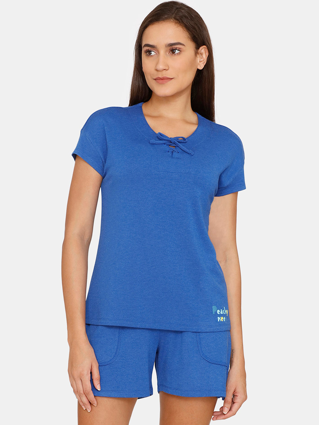 Buy Zivame Women Blue Solid Night Suit - Night Suits for Women 20632532 ...