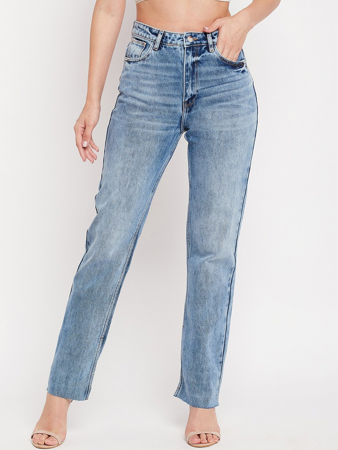 Buy Madame Women Blue High Rise Heavy Fade Jeans - Jeans for Women ...