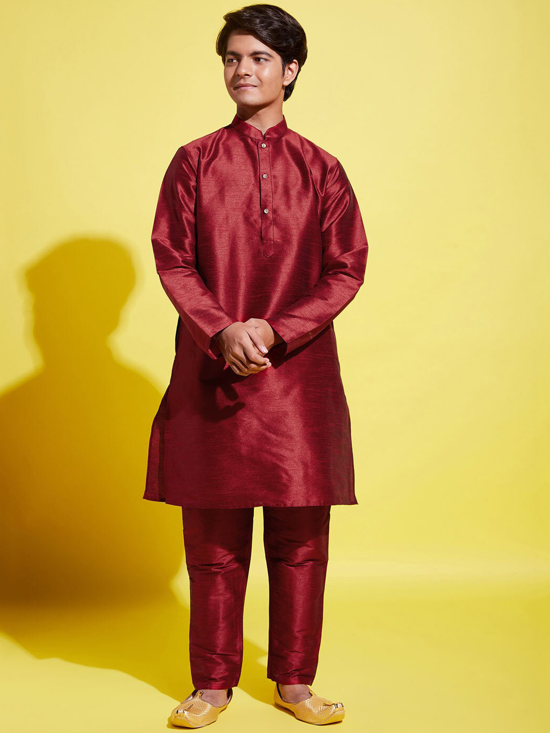Buy VASTRAMAY Boys Maroon Kurta With Pyjamas - Kurta Sets for Boys ...