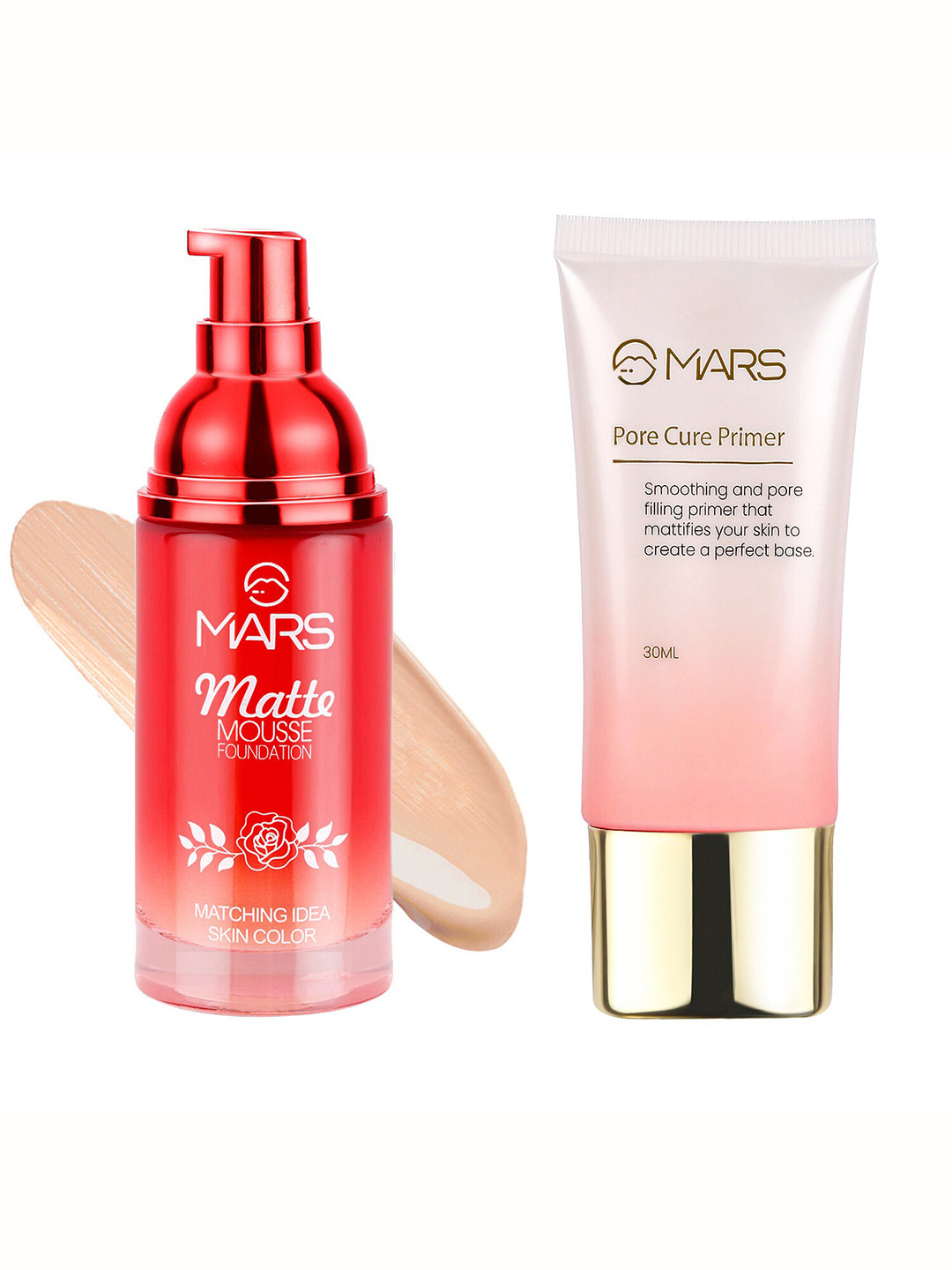 Buy MARS Set Of Matte Mousse Foundation Golden Beige 60 Ml & Pore Cure ...