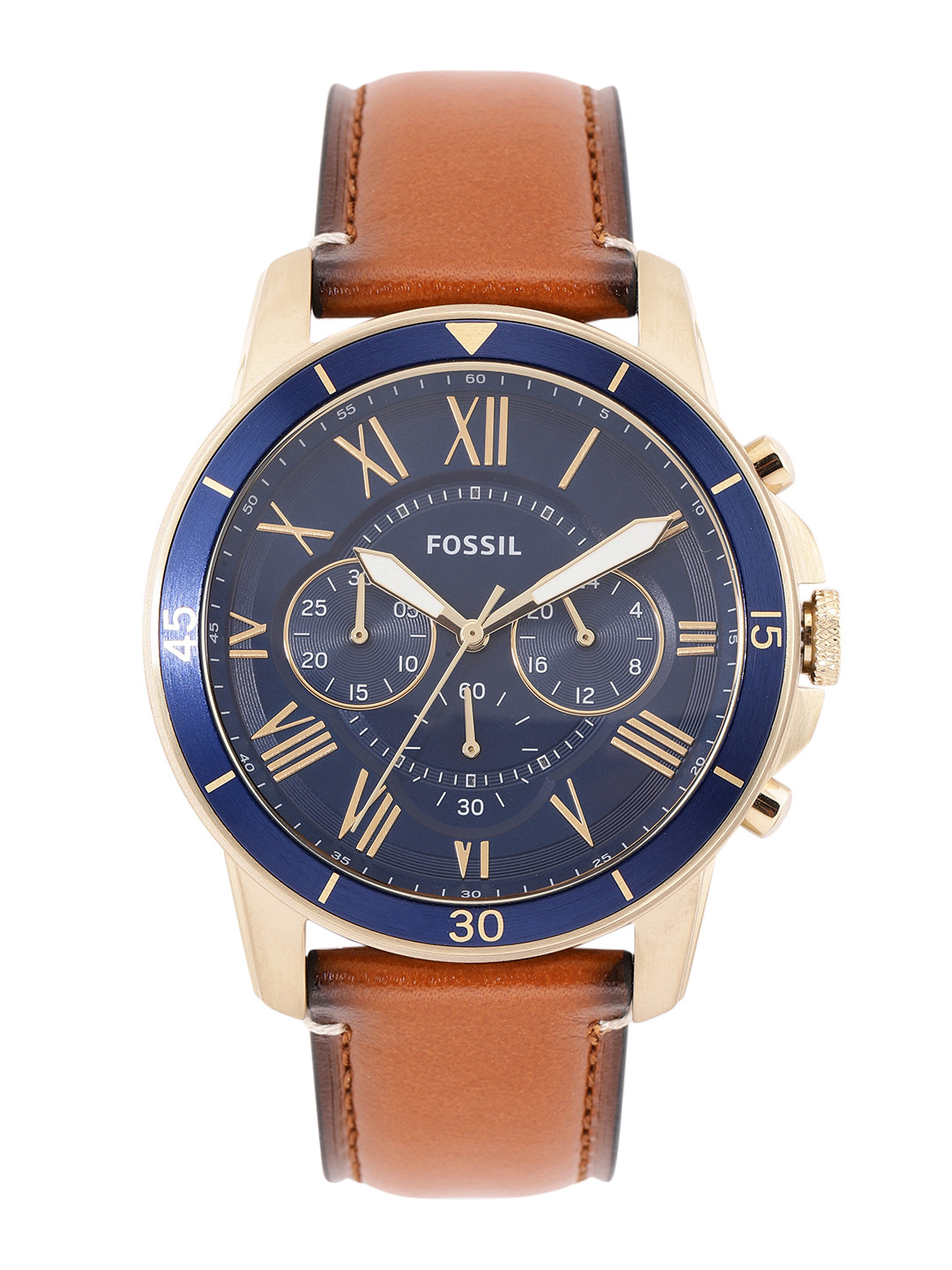 Buy Fossil Men Navy Blue Chronograph Automatic Analogue Watch FS5268 ...