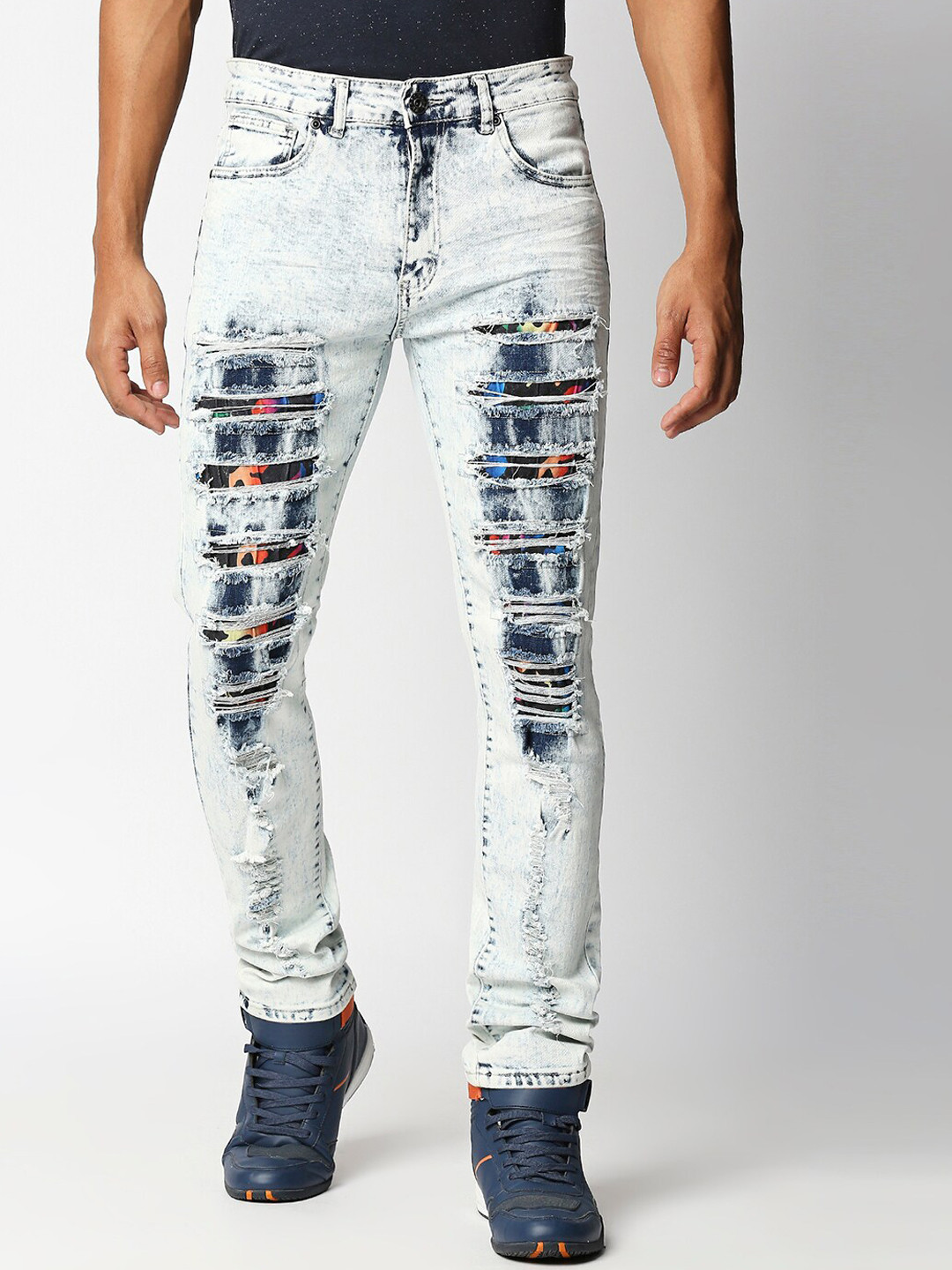 Buy WAIMEA Men White Skinny Fit Mildly Distressed Stretchable Jeans ...