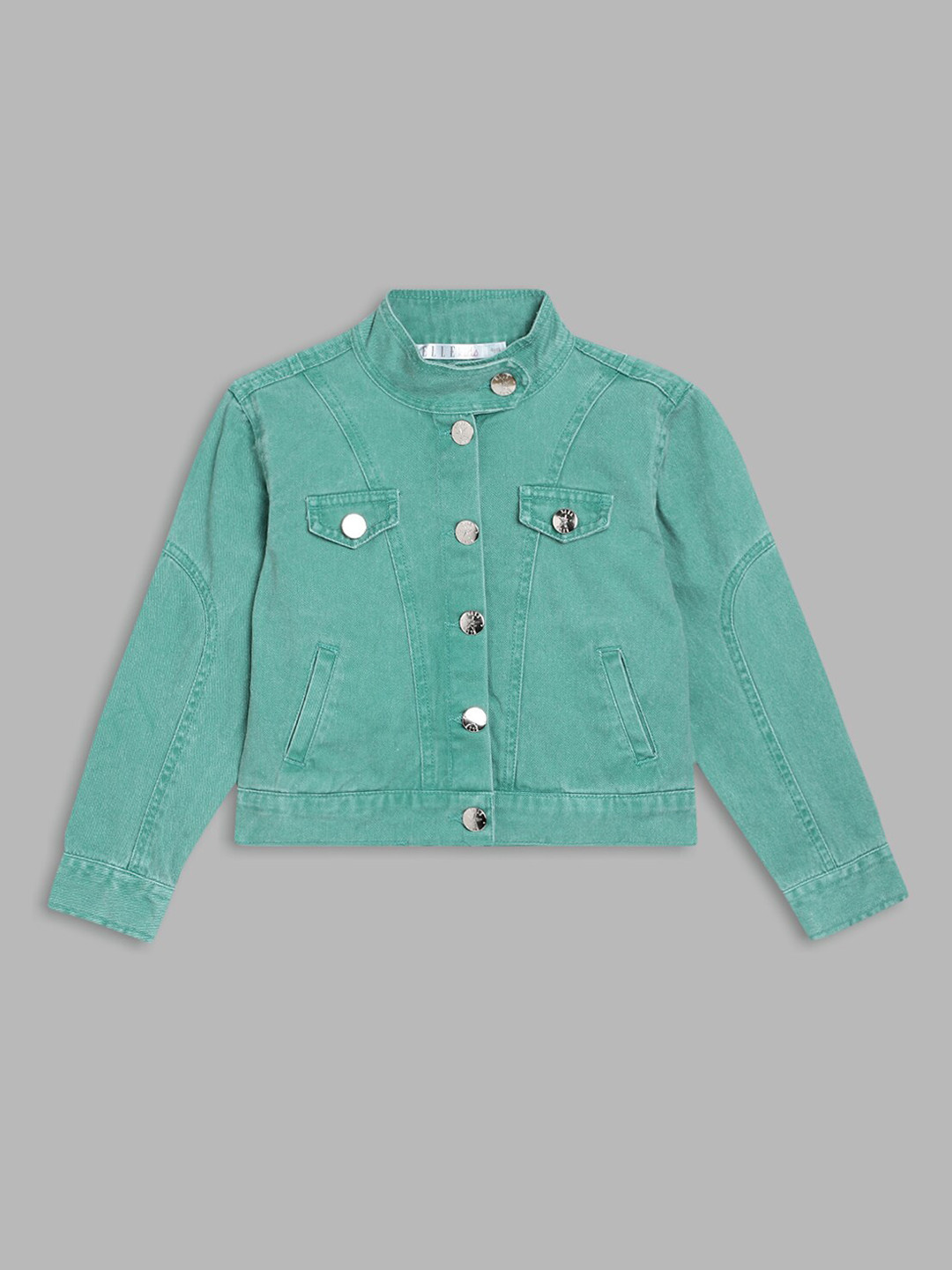 Buy ELLE Girls Green Washed Cotton Denim Jacket - Jackets for Girls ...