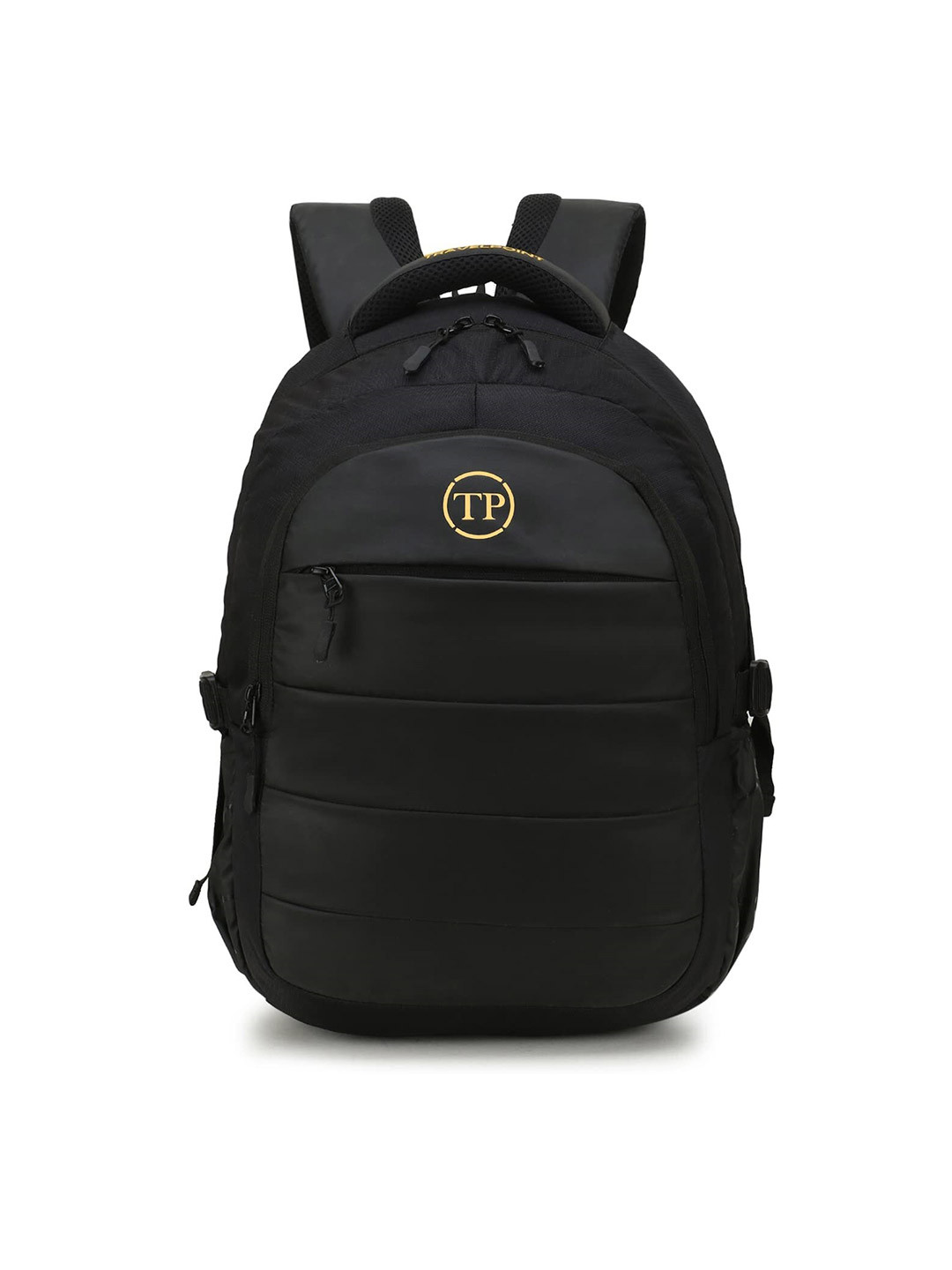 Buy TRAVEL POINT Unisex Black & Yellow Brand Logo Backpack With ...