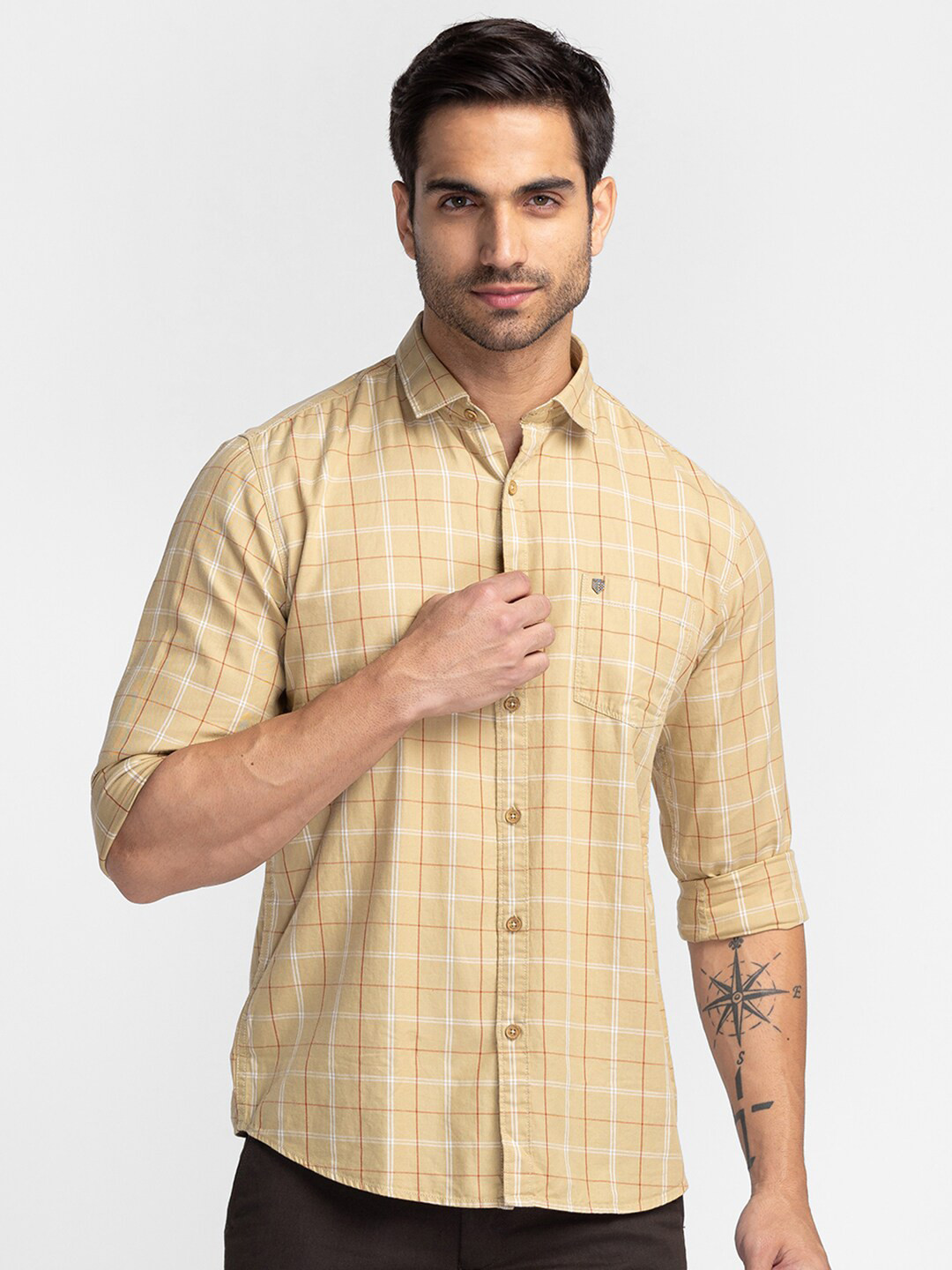 Buy Oxemberg Men Classic Slim Fit Tartan Checks Checked Casual Shirt ...