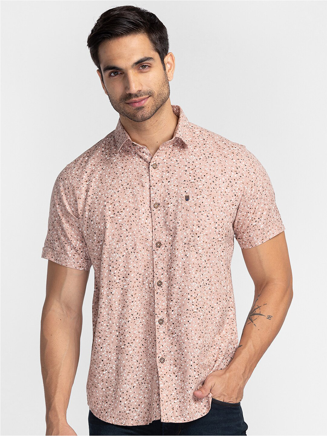 Buy Oxemberg Men Classic Slim Fit Printed Casual Shirt - Shirts for Men ...