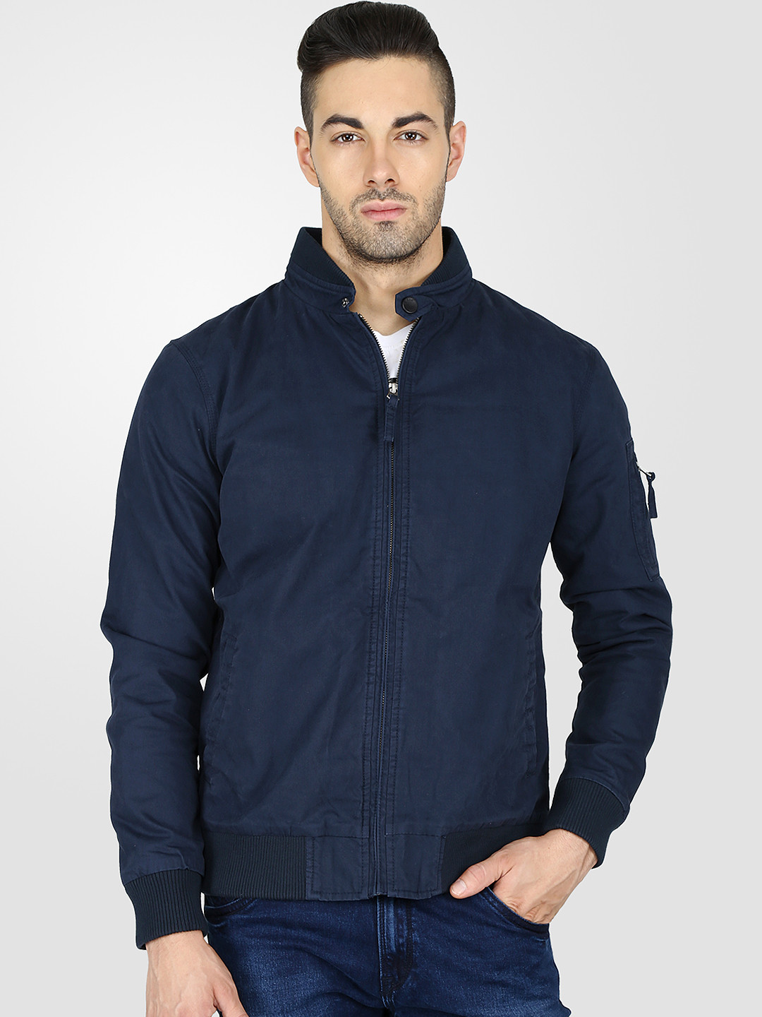 Buy T Base Men Navy Blue Solid Bomber Jacket - Jackets for Men 2063955 ...