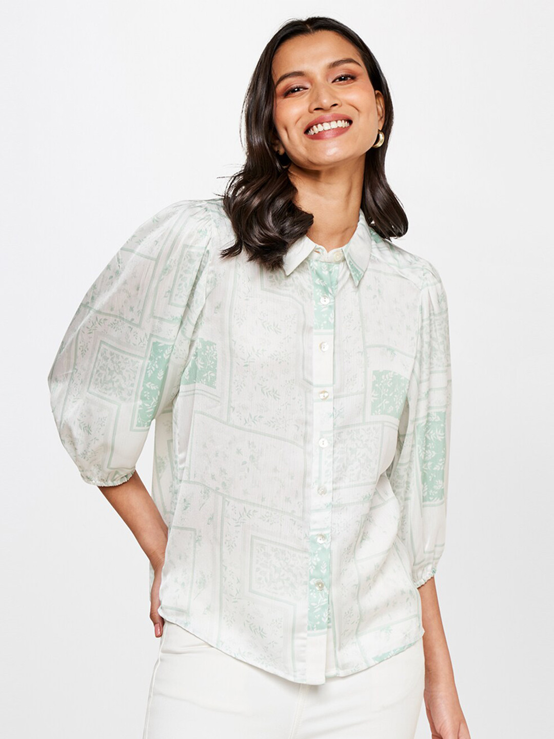 Buy AND White Print Shirt Style Top - Tops for Women 20643112 | Myntra