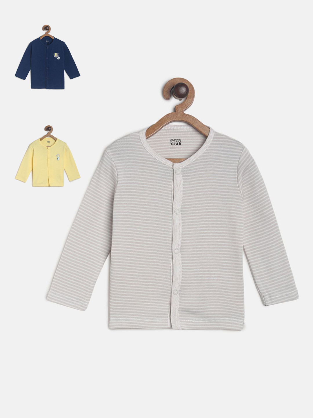 Buy MINI KLUB Infants Boys Pack Of 3 Solid Pure Cotton Regular Fit Tank ...