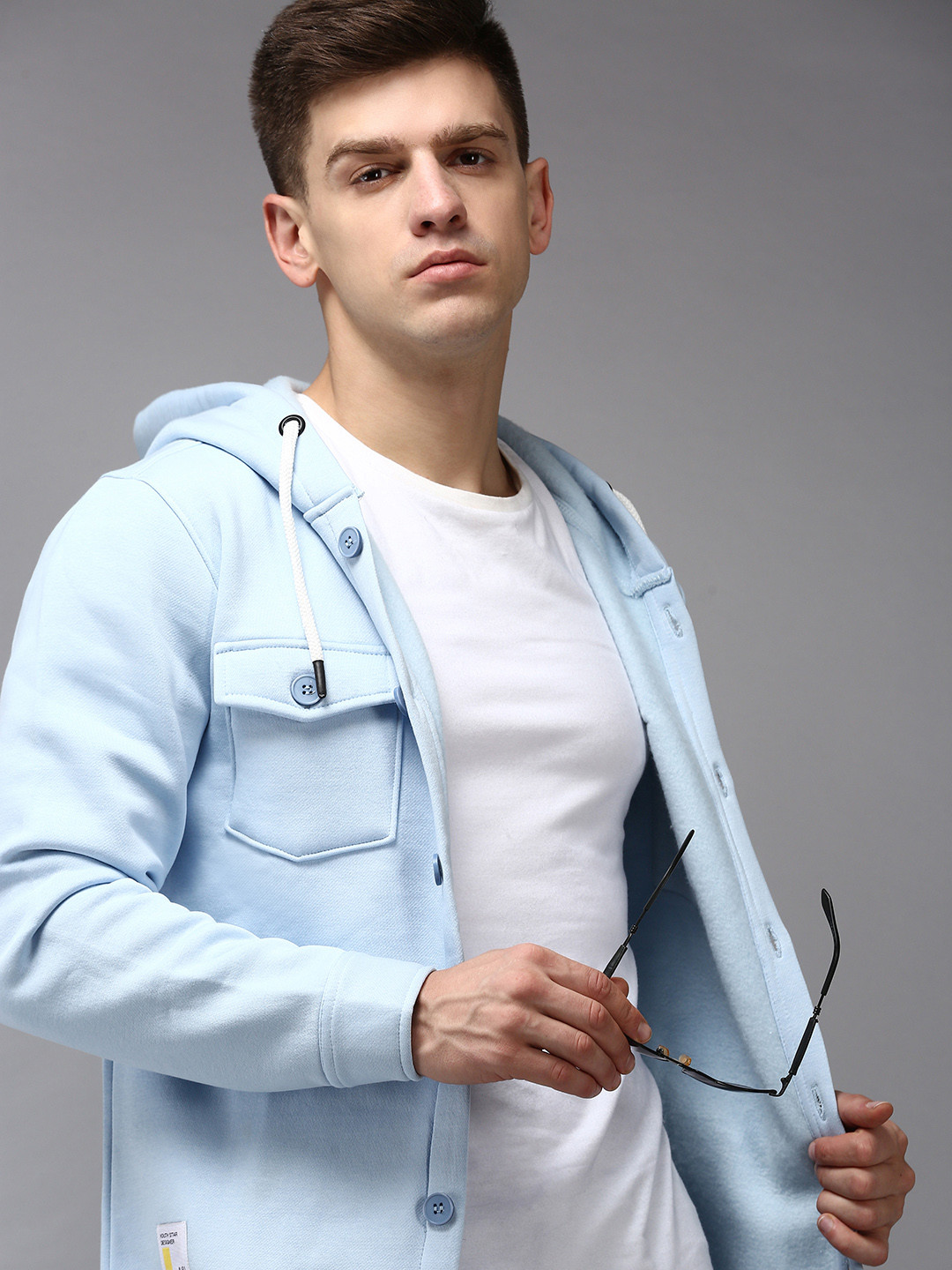 Buy SHOWOFF Men Blue Hooded Cotton Sweatshirt - Sweatshirts for Men ...