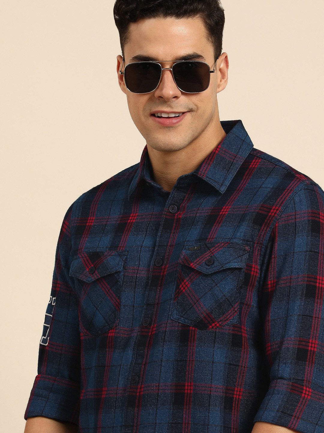 Buy Being Human Clothing Men Pure Cotton Slim Fit Checked Casual Shirt ...