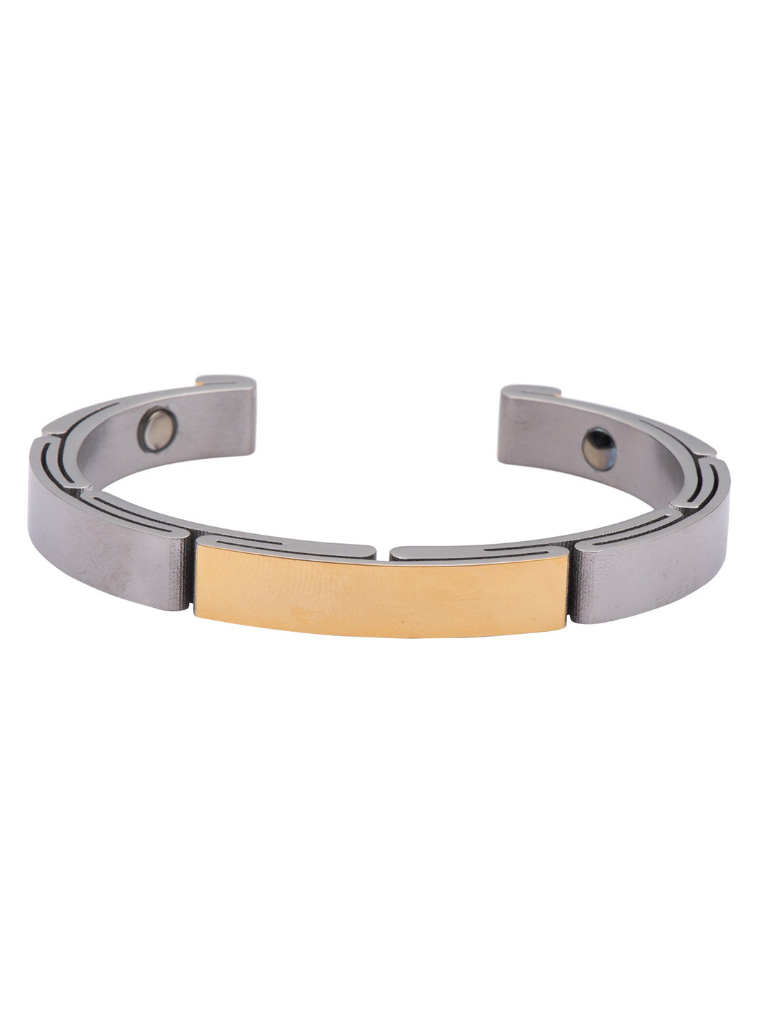 Buy The Tie Hub Men Silver Toned & Gold Toned Cuff Bracelet - Bracelet ...