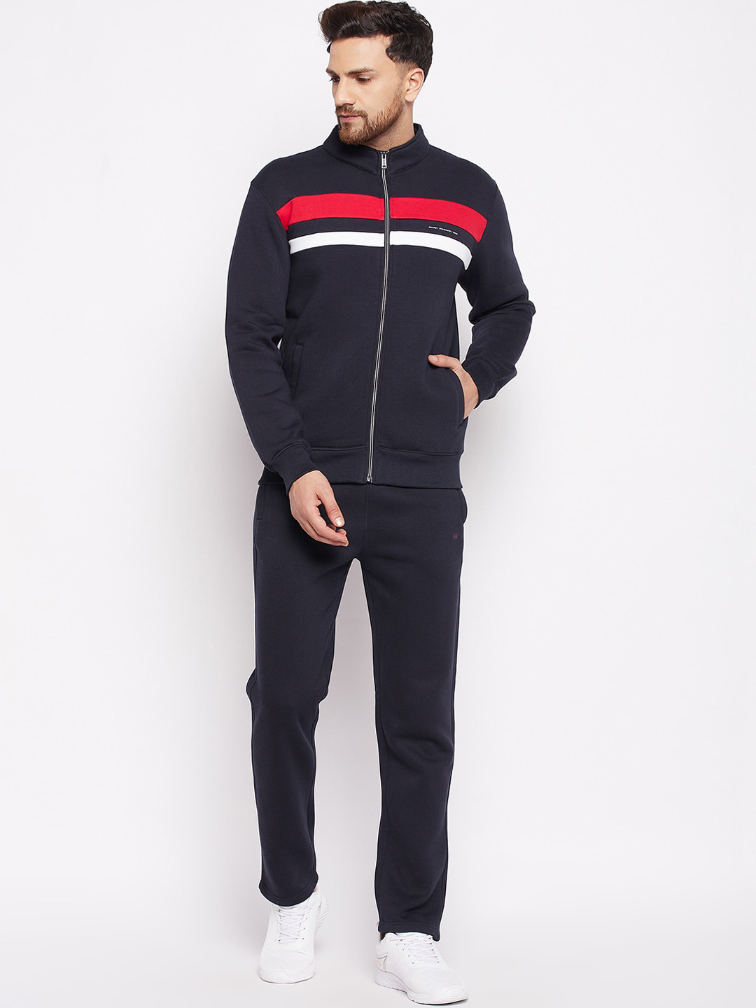 Buy Okane Men Navy Blue & Red Striped Tracksuits - Tracksuits for Men ...