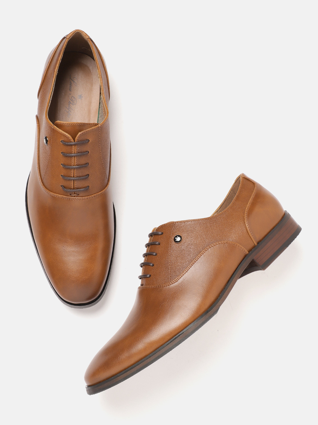 Buy Louis Philippe Men Tan Brown Solid Leather Formal Oxford Shoes ...