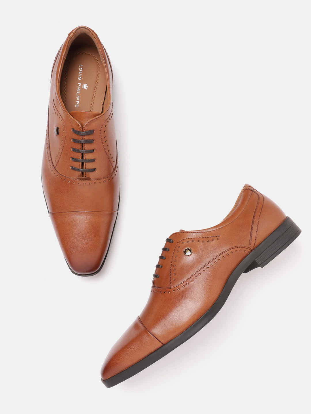 Buy Louis Philippe Men Leather Formal Oxford Shoes With Perforated ...