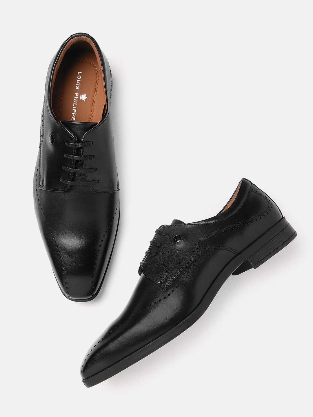 Buy Louis Philippe Men Perforated Detail Leather Formal Derbys - Formal ...