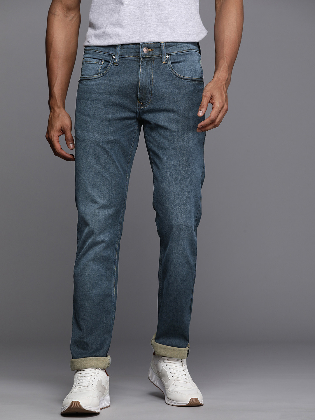 Buy Louis Philippe Jeans Men Narrow Slim Fit Light Fade Stretchable ...