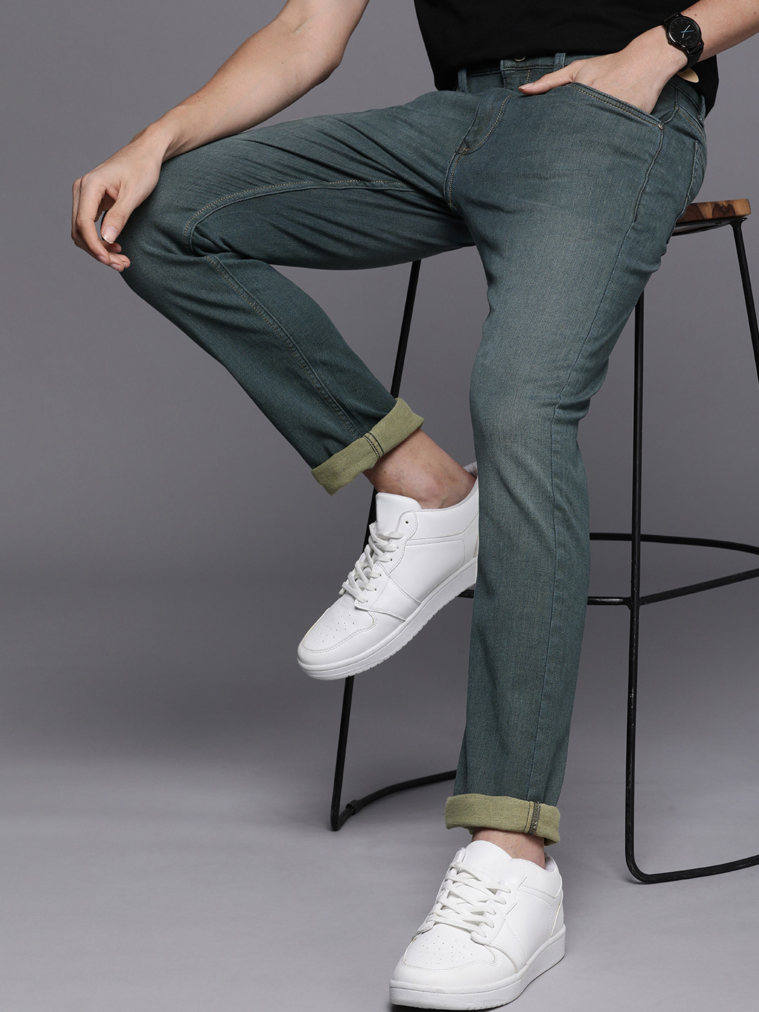 Buy Louis Philippe Jeans Men Slim Fit Mid Rise Light Fade Stretchable ...