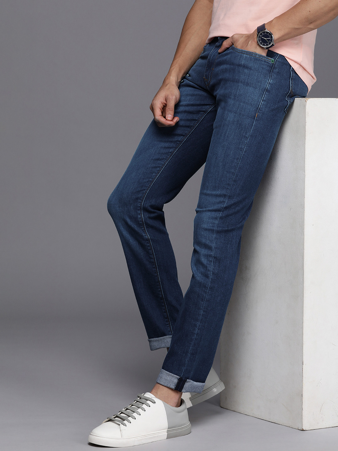 Buy Louis Philippe Jeans Men Slim Fit Low Rise Light Fade Stretchable ...