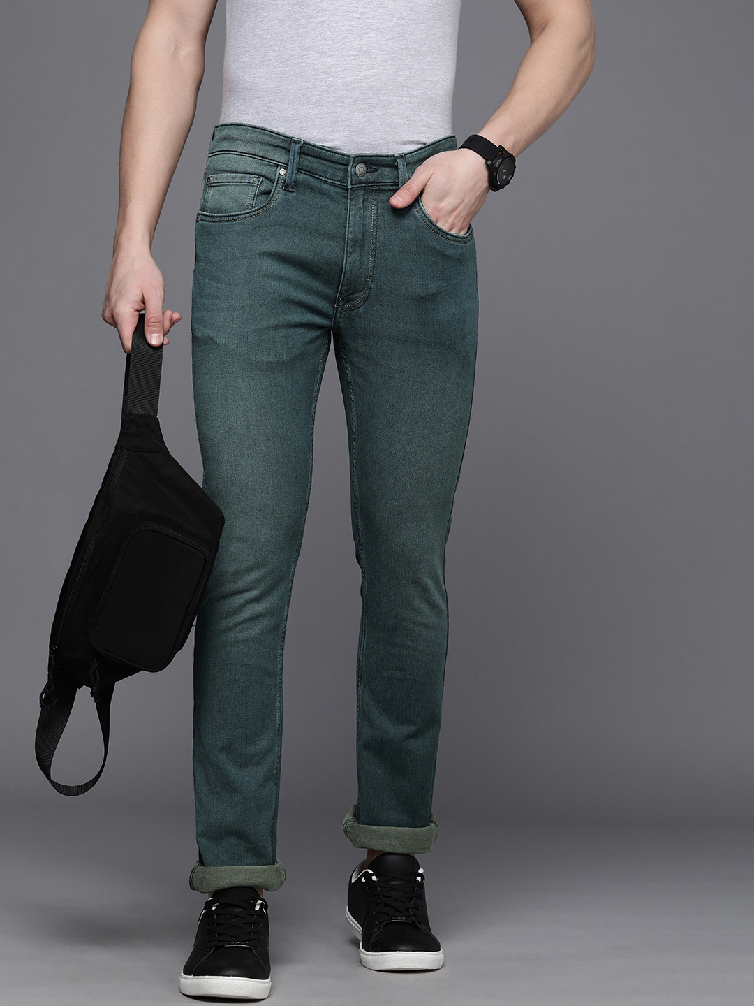 Buy Louis Philippe Jeans Men Slim Fit Low Rise Light Fade Stretchable ...