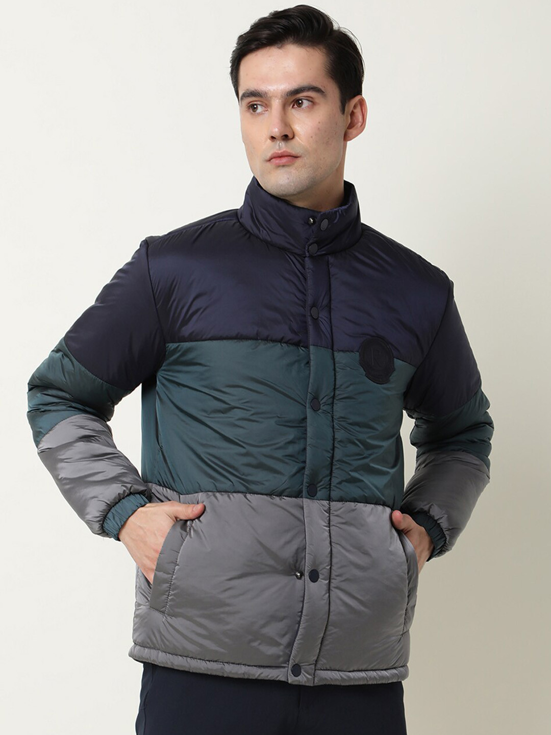 Buy RARE RABBIT Men Clare Slim Fit Colourblocked Puffer Jacket ...