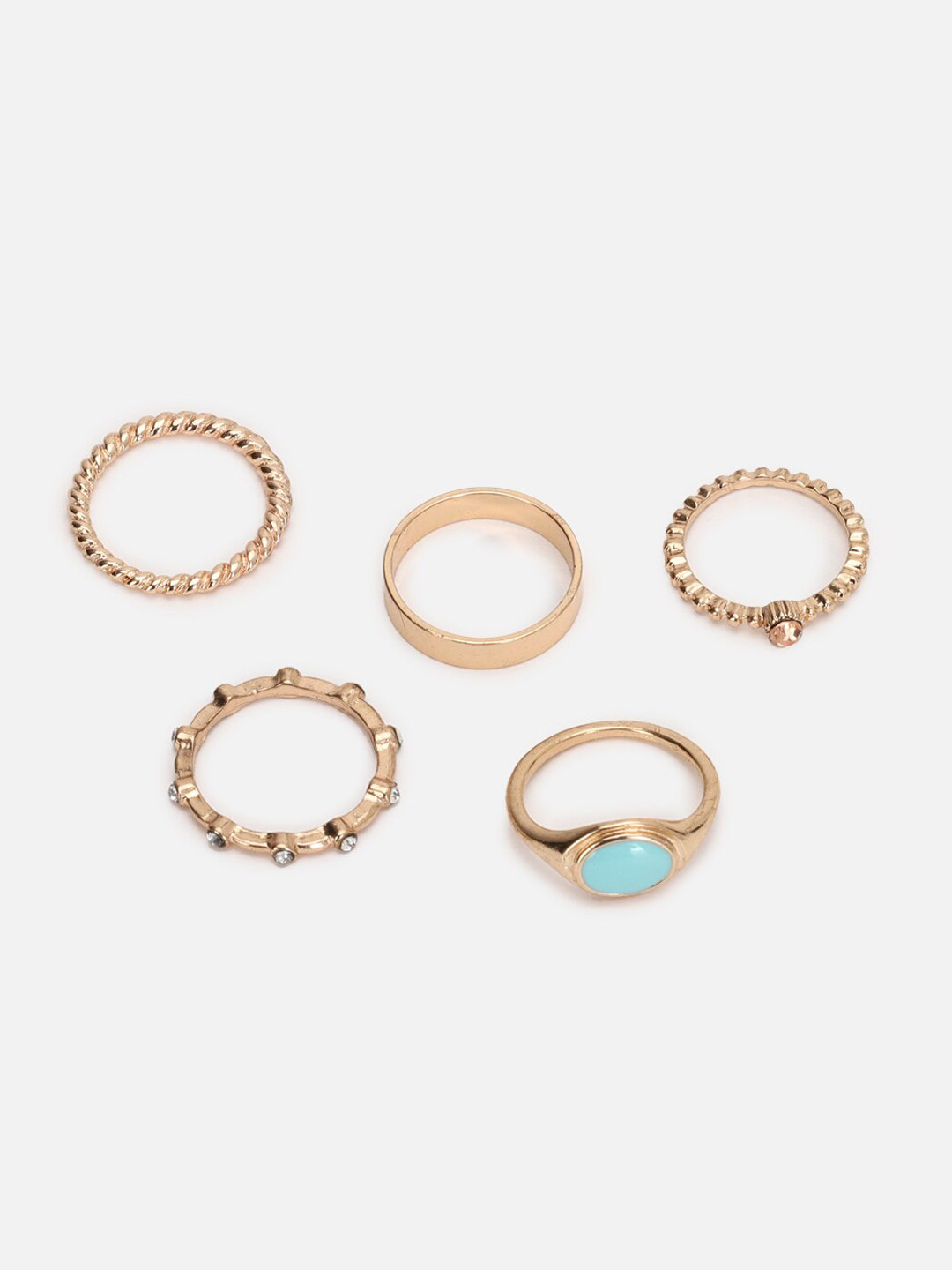 Buy FOREVER 21 Women Pack Of 5 Gold Toned Classic Ring Set - Ring for Women 20653688 | Myntra