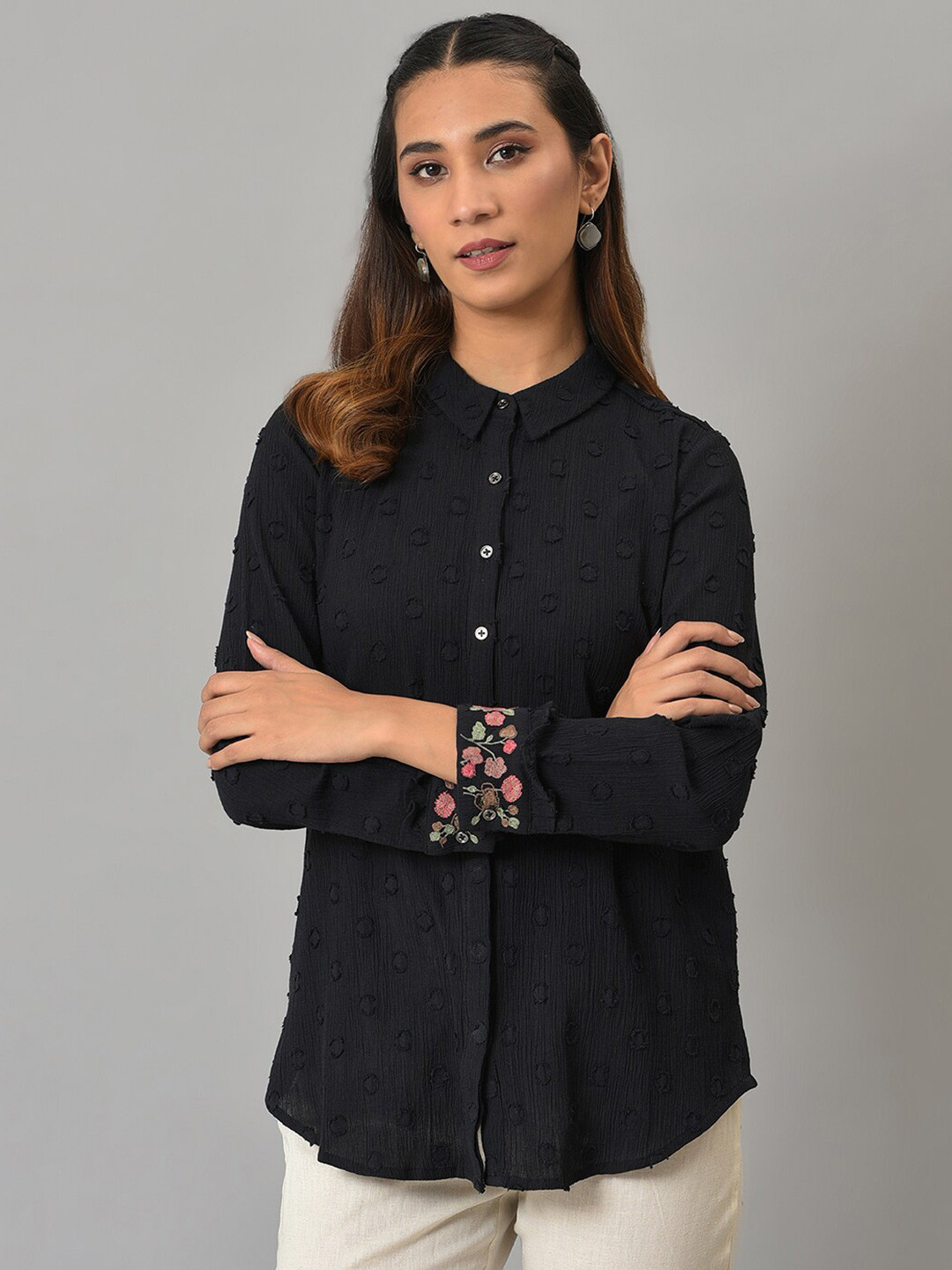Buy W Black Print Shirt Style Top - Tops for Women 20653854 | Myntra