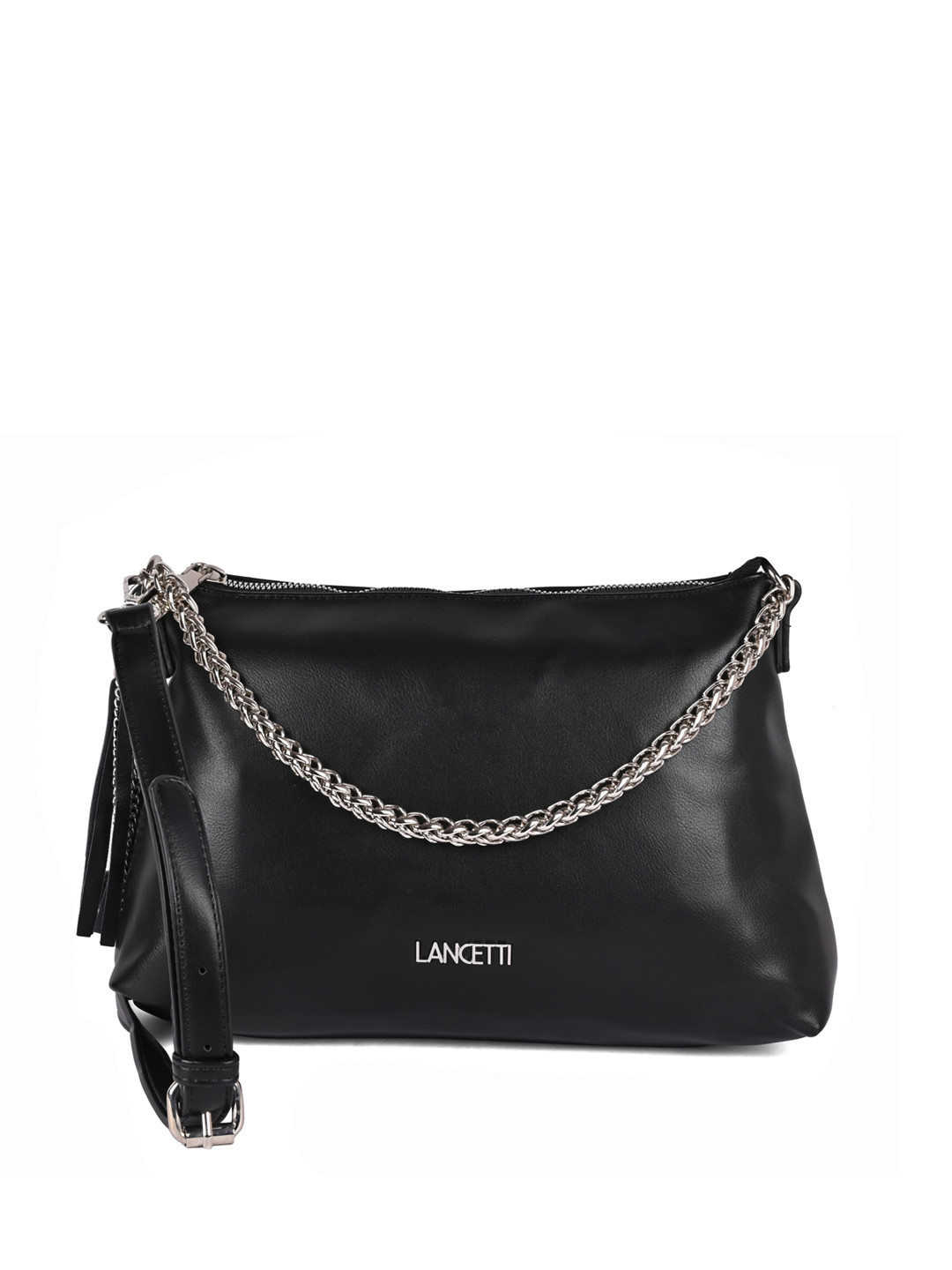Buy LANCETTI Sofisticata Black Soft One Size Hobo Handbag - Handbags ...