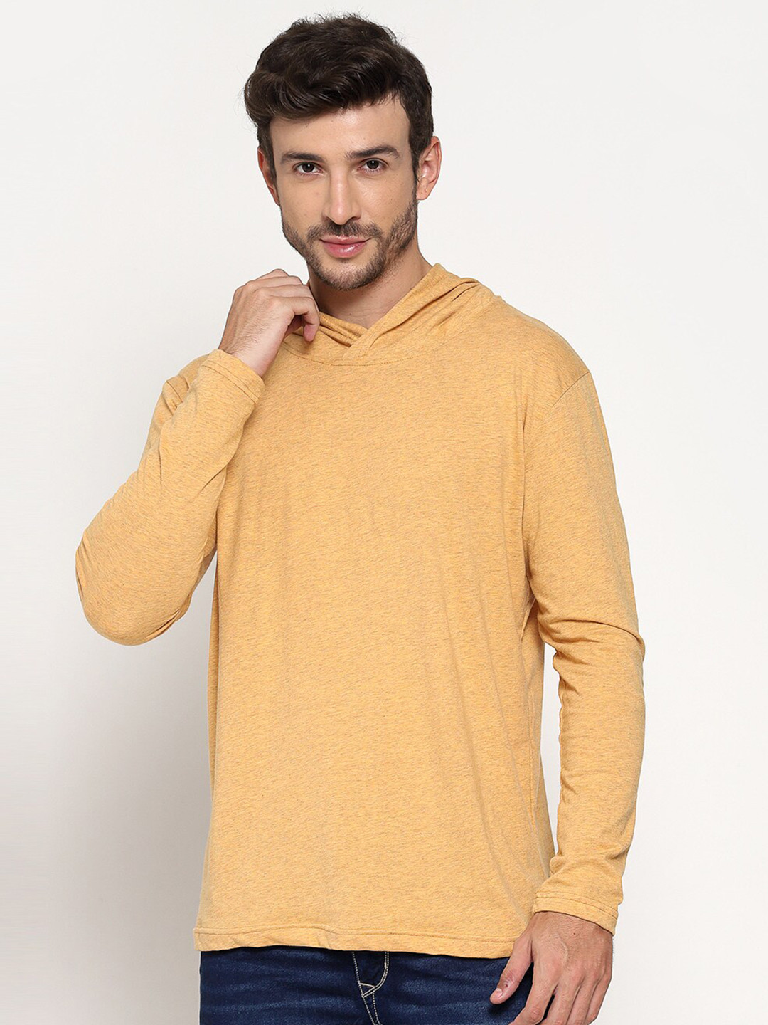 Buy PAUSE SPORT Men Mustard Yellow Regular Fit Cotton T Shirt - Tshirts ...