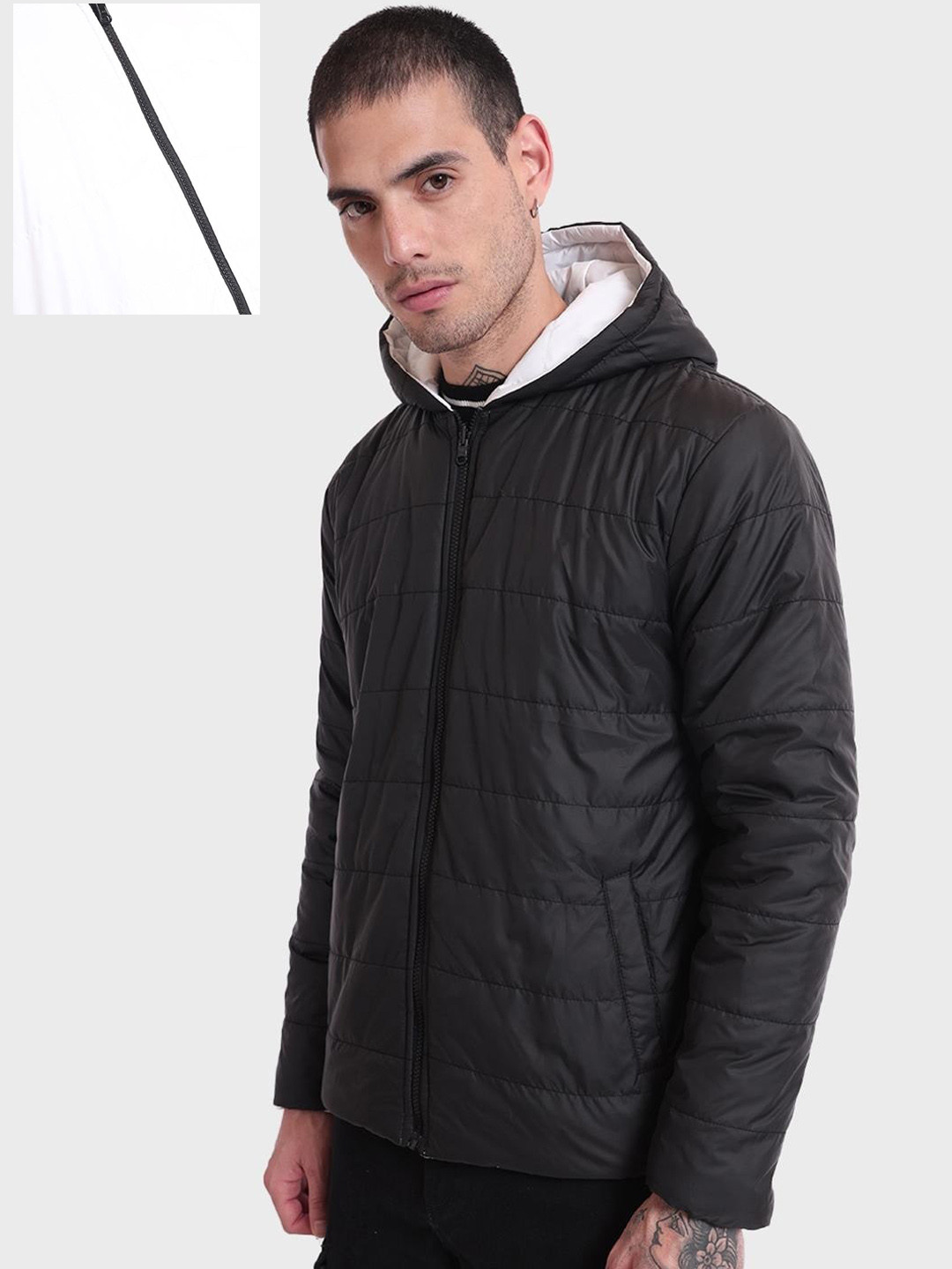 Buy Bewakoof Men Solid Reversible Padded Oversized Fit Jacket - Jackets ...